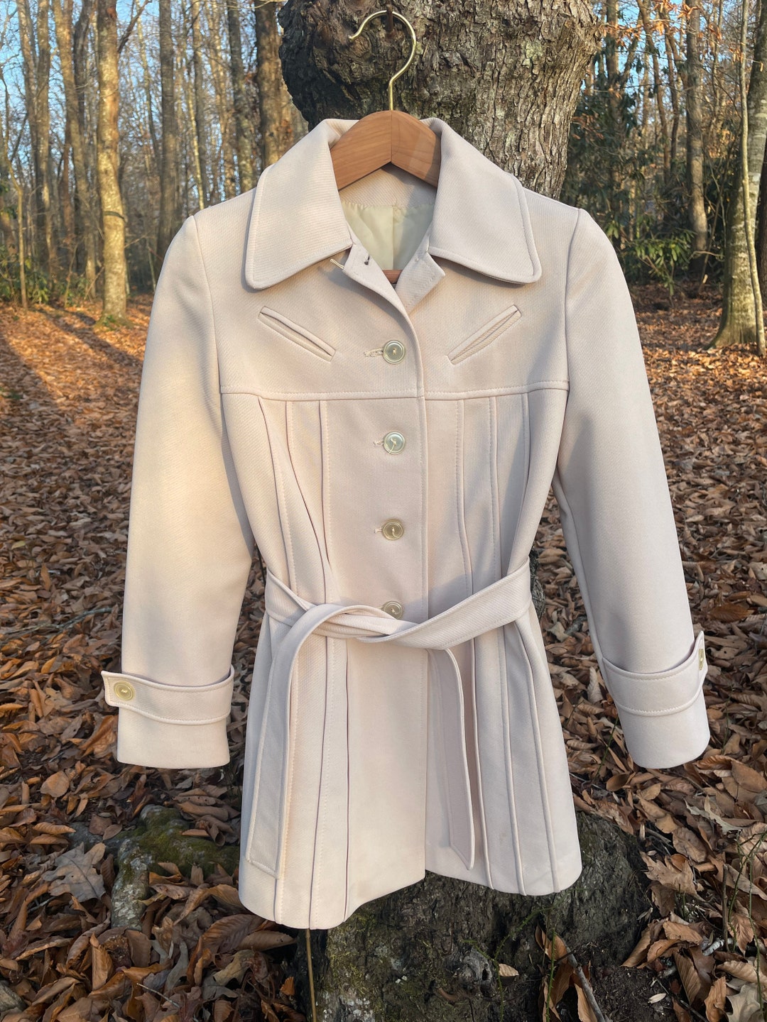 Vintage 70s Western Style Cream Pea Coat - Etsy