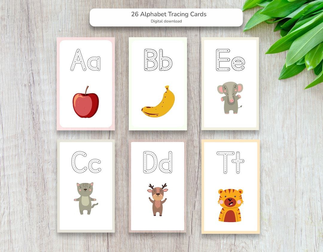 Printable Alphabet Tracing Flash Cards Flashcards Pdf - Etsy