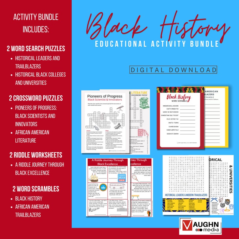 Black History Educational Worksheet Bundle (digital Download) - Etsy