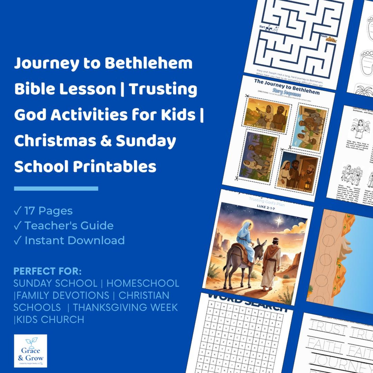 Journey to Bethlehem Bible Lesson | Christmas Sunday School Printables ...