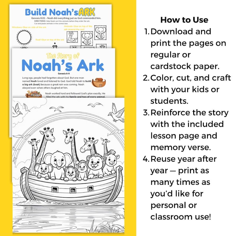 Noahs Ark Activities for Kids | Bible Story Worksheets Printable ...