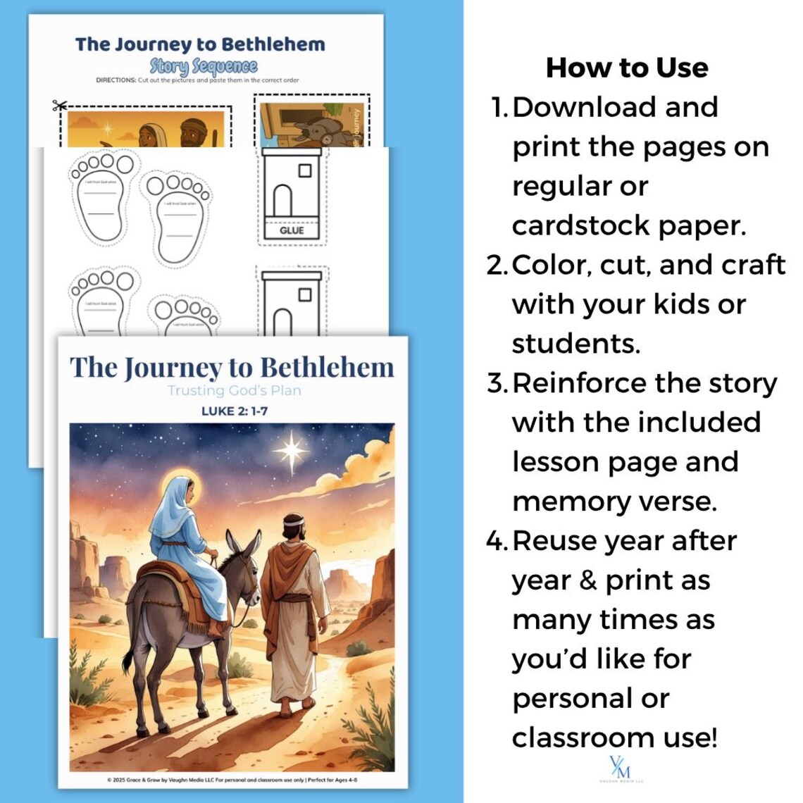 Journey to Bethlehem Bible Lesson | Christmas Sunday School Printables ...