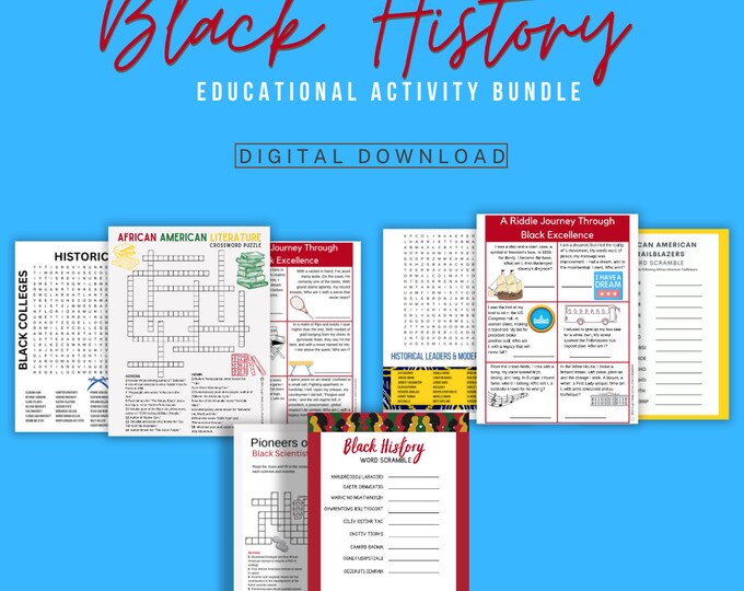 Black History Educational Worksheet Bundle (digital Download) - Etsy