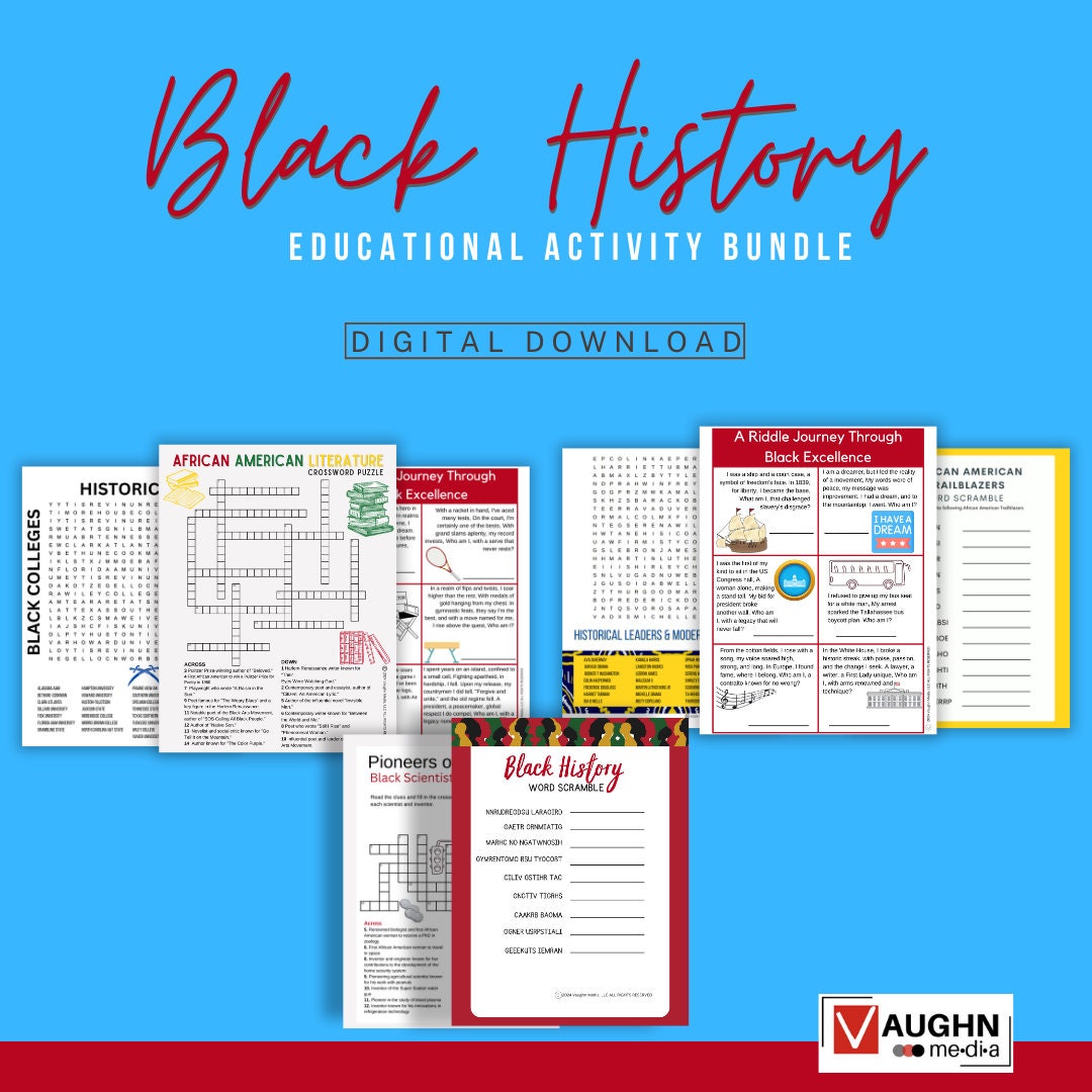 Black History Educational Worksheet Bundle (digital Download) - Etsy