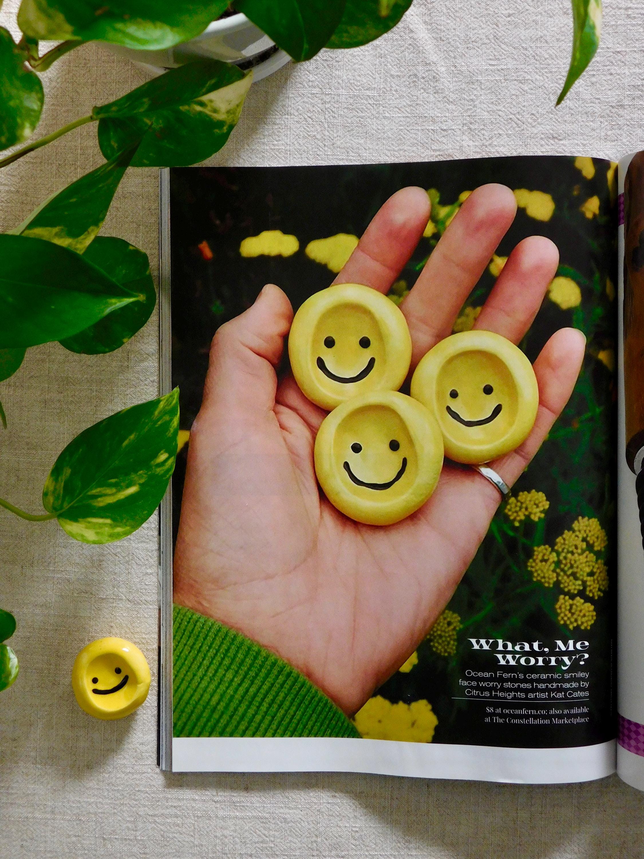Handmade Ceramic Smiley Worry Stone - Etsy