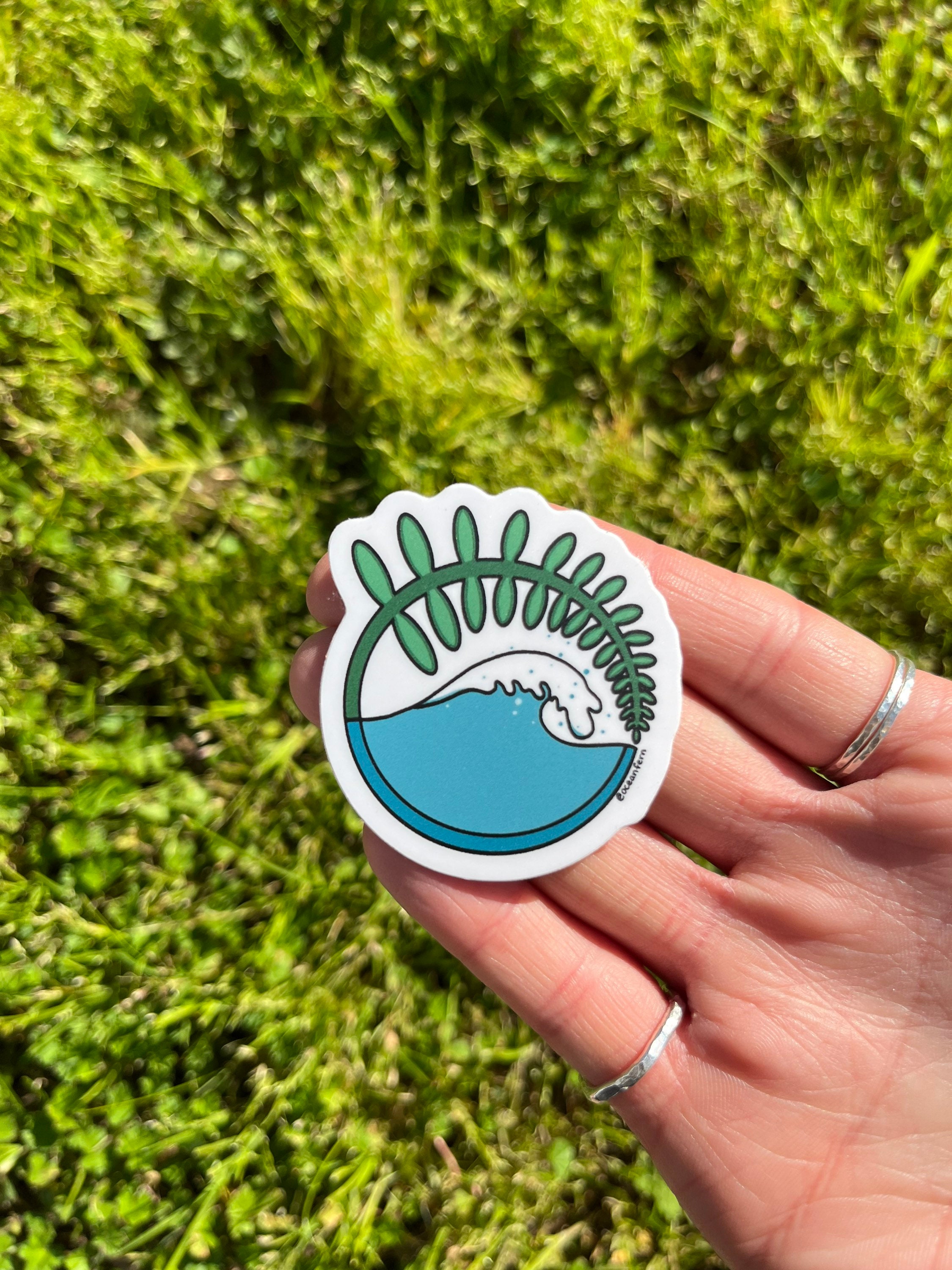 Ocean Fern Logo Sticker - Etsy