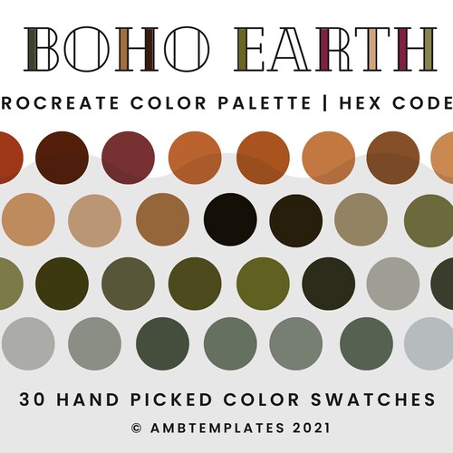 Earthy Boho Procreate Color Palette - Etsy Earthy Boho Procreate Color Palette - Etsy