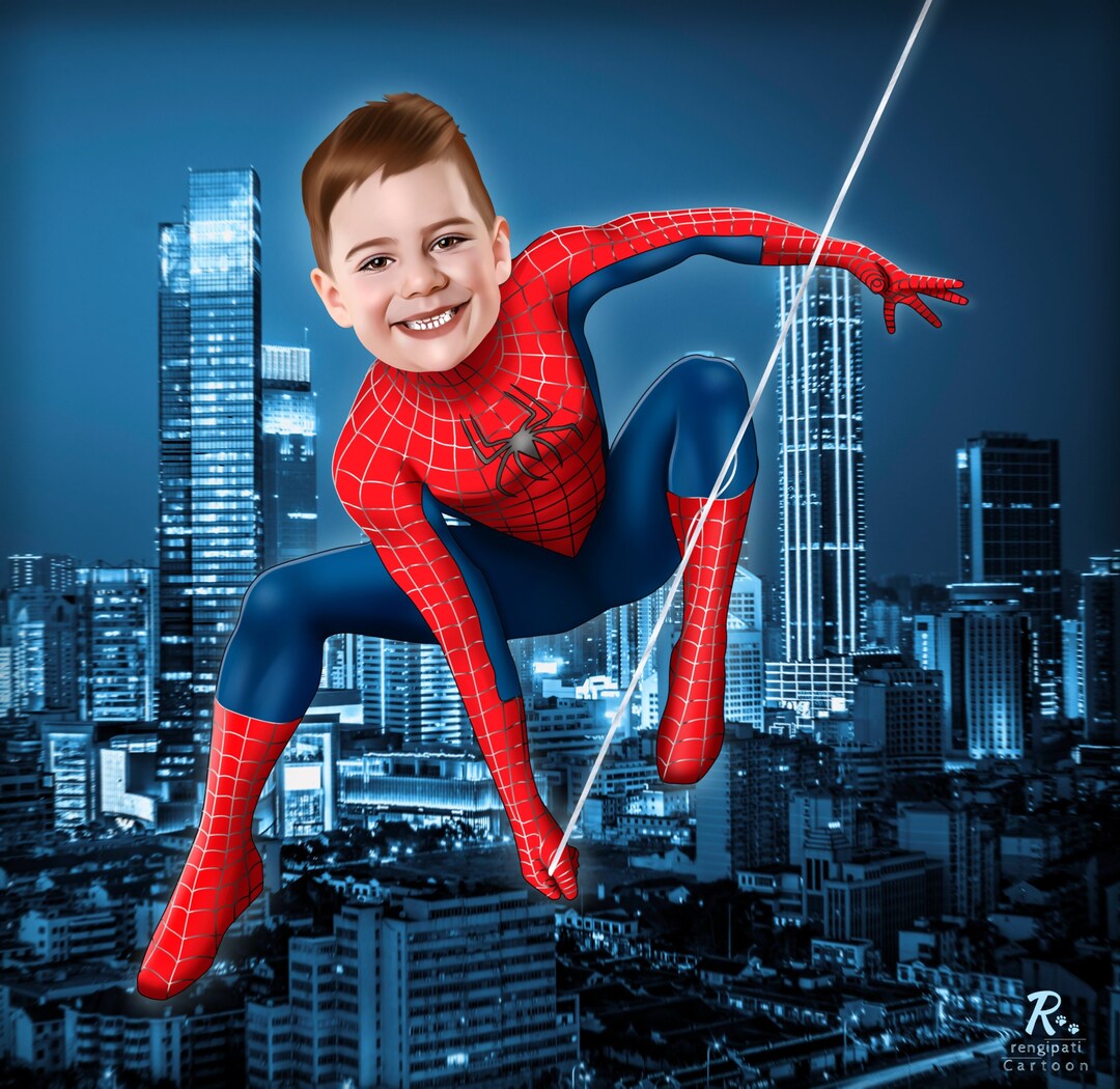 Father Day Gifts, Personalized Spiderman Portrait Caricature, Birthday ...