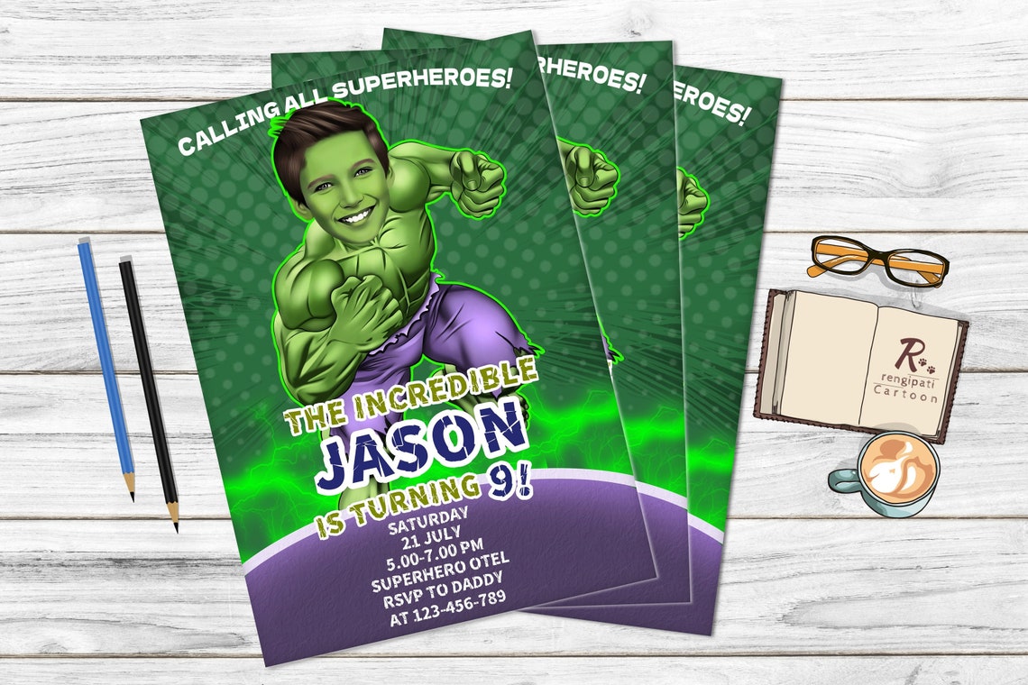 Custom Hulk Birthday Invitation Card Hulk Birthday Party - Etsy