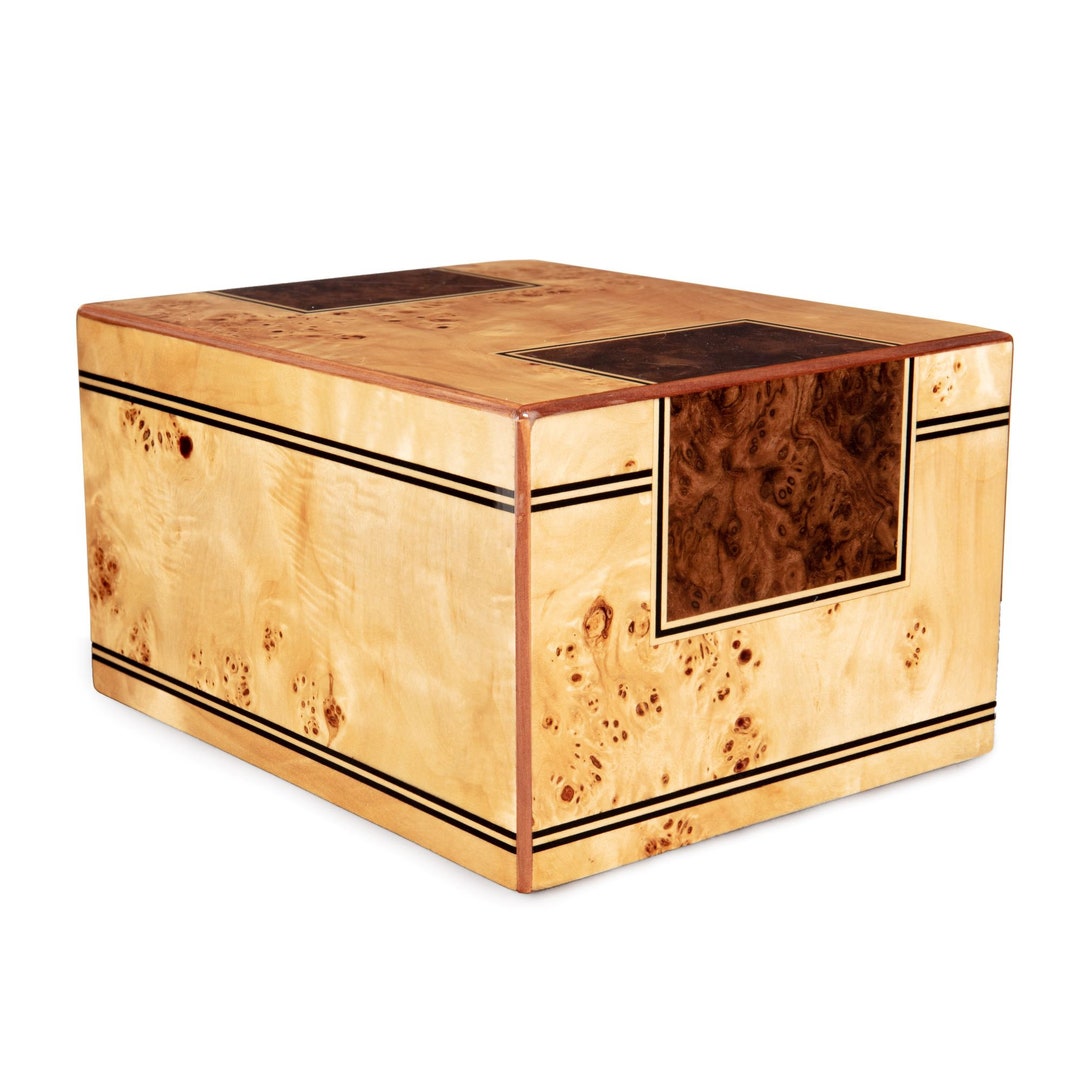Maple Burl Wood Cremation Urn: Large Adult Urn With Walnut Inlays - Etsy