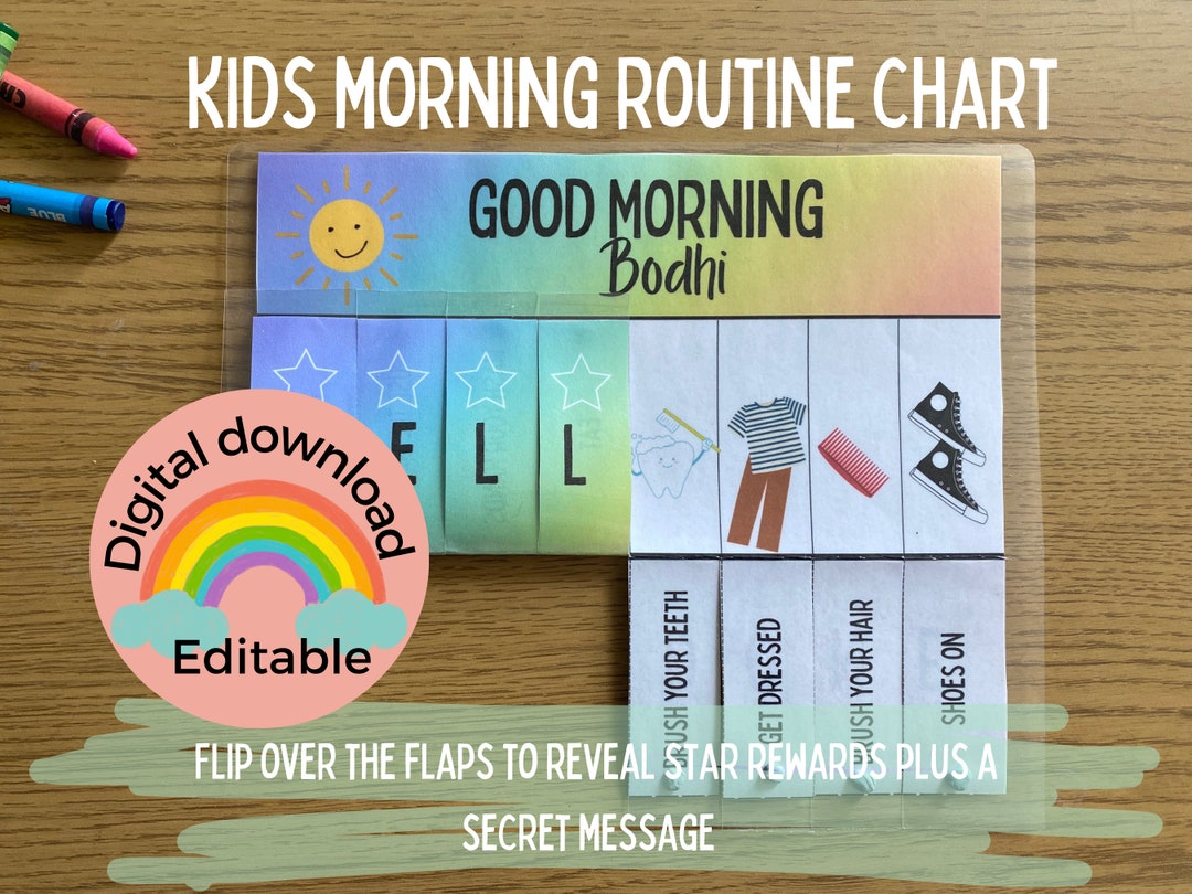 Kids Morning Routine Chart Preschool Tools Visual Morning - Etsy