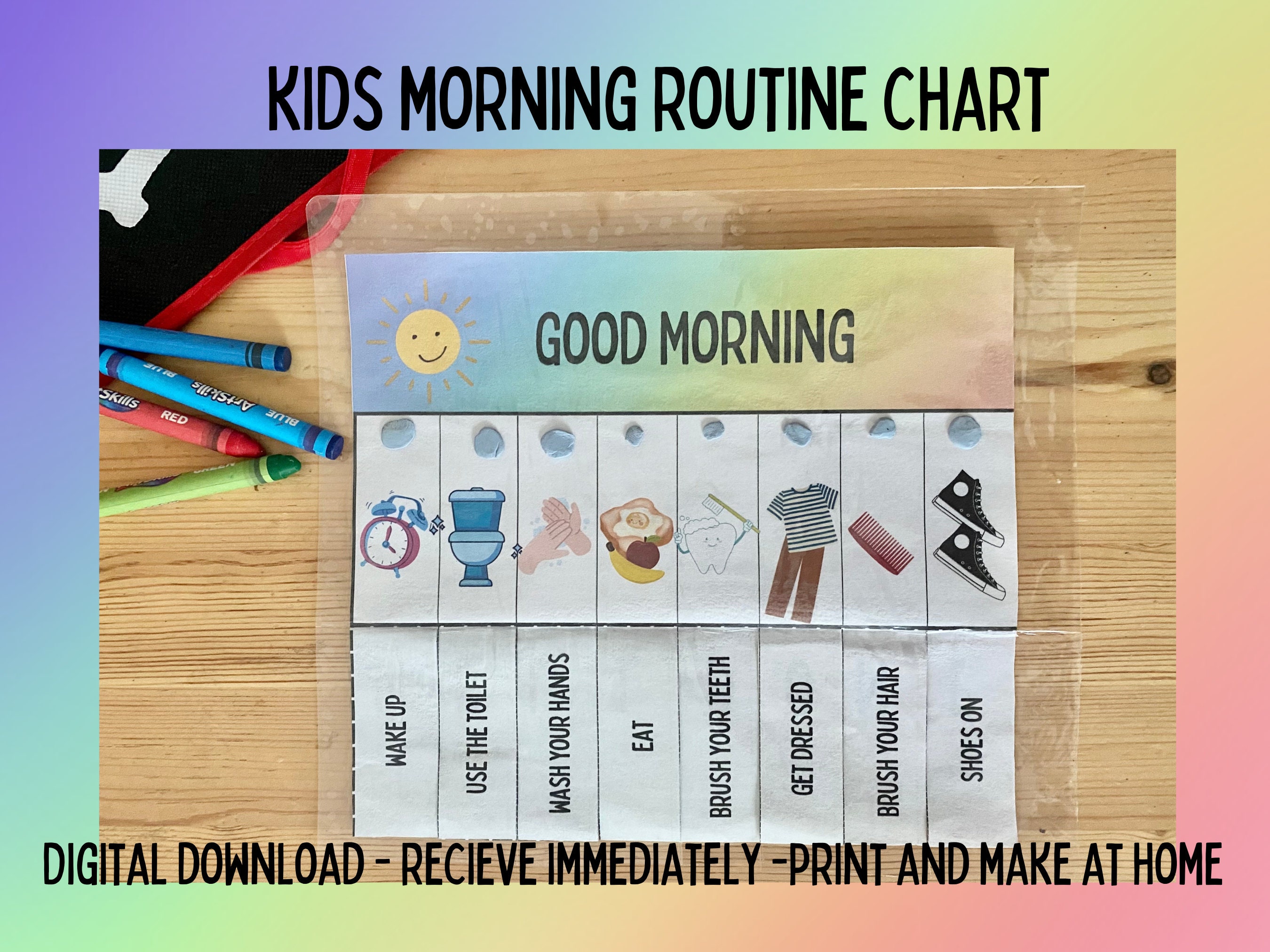 Kids Morning Routine Chart Preschool Tools Visual Morning - Etsy UK