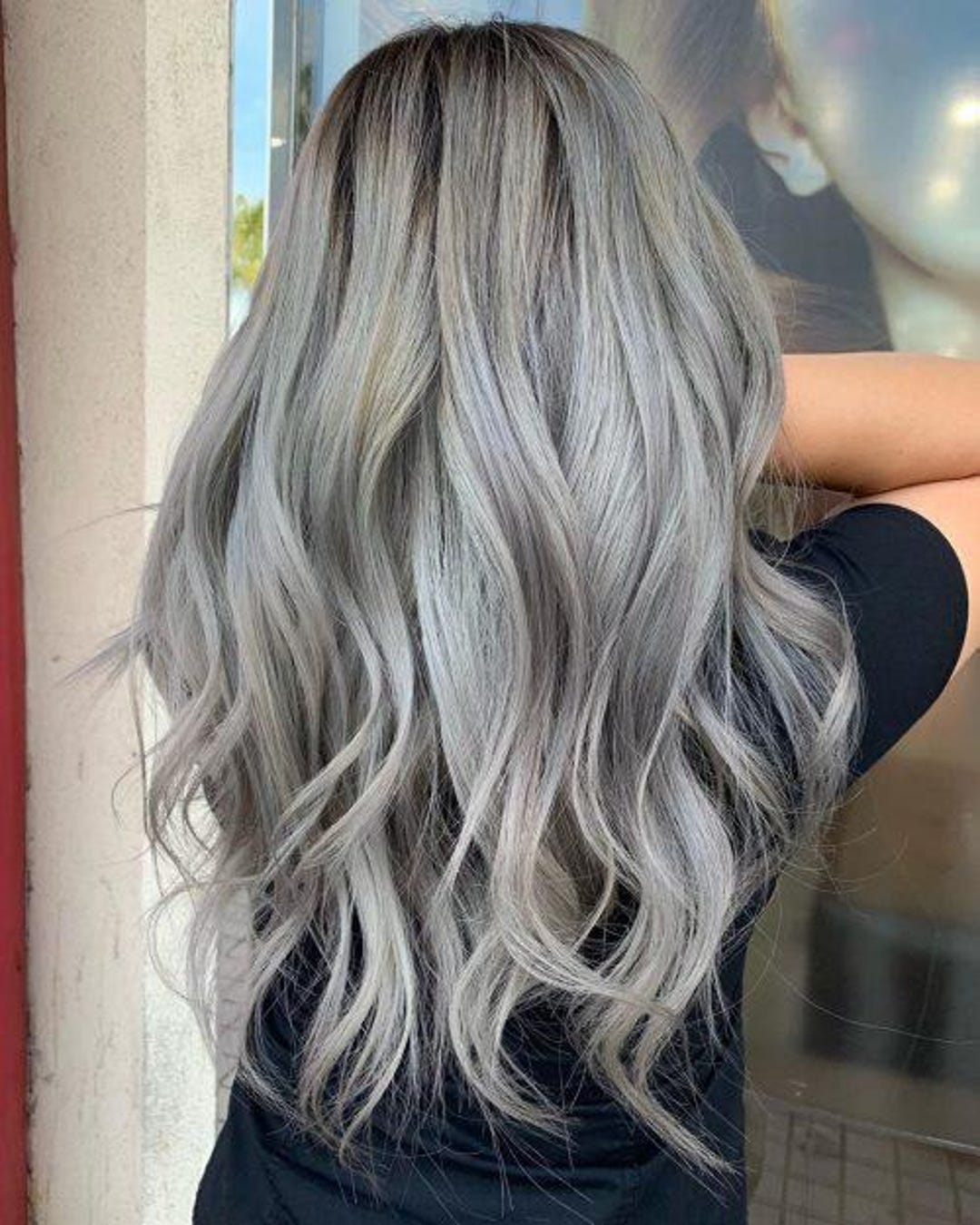 Luxy 100% Human Hair Ash Grey Gray Blonde Smokey Balayage 13x4 Lace ...