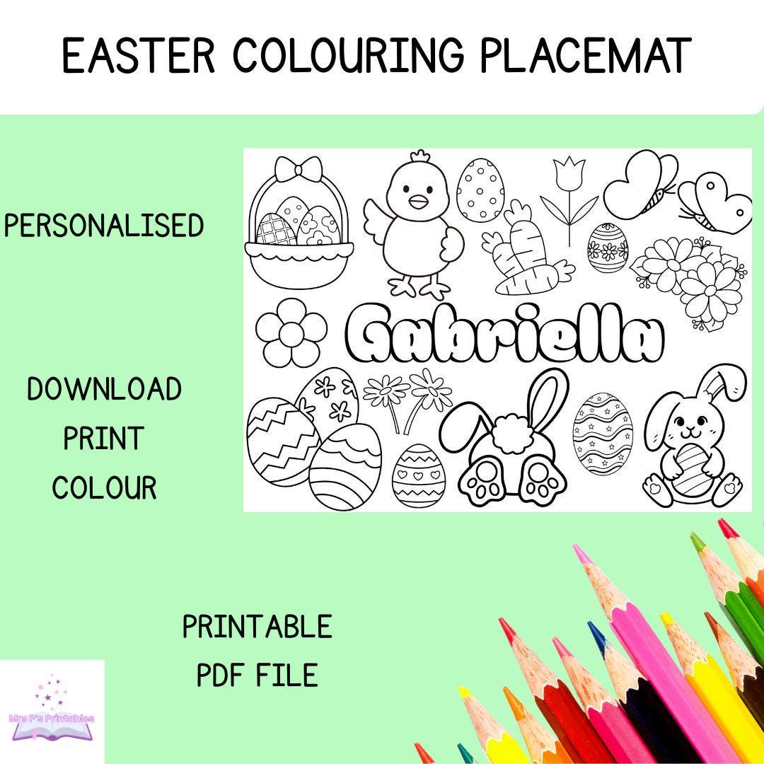 Personalised Easter Colouring Page | Name Printable for Kids | Spring ...