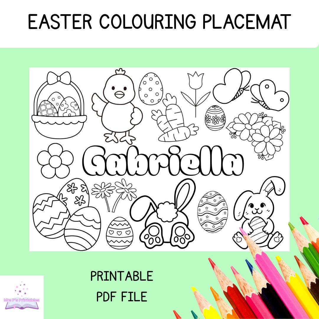 Personalised Easter Colouring Page | Name Printable for Kids | Spring ...