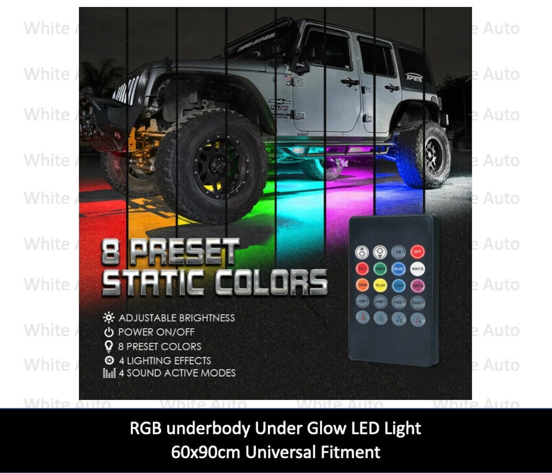 Car Interior RGB LED Strip Underbody Under Glow Light Kit Remote ...