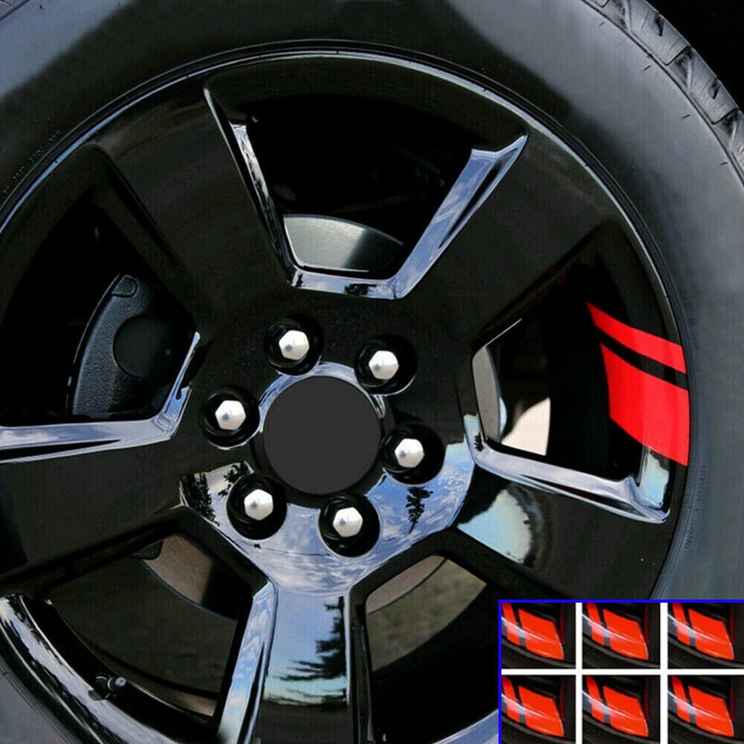 Red Reflective Wheel Tire Sticker Decal Vinyl Tyre Valve Stem Cover ...