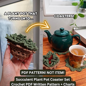 Crochet Succulent Coaster Pattern, Crochet Plant Pot Coaster Pattern ...