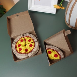 Crochet Pizza Coasters Written Pattern and Pizza Boxes Templates ...