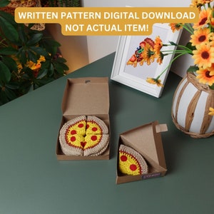 Crochet Pizza Coasters Written Pattern and Pizza Boxes Templates ...