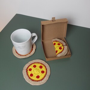 Crochet Pizza Coasters Written Pattern and Pizza Boxes Templates ...