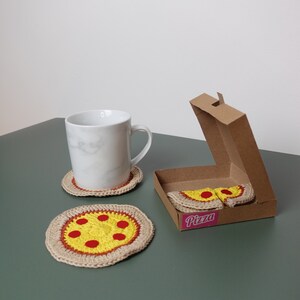 Crochet Pizza Coasters Written Pattern and Pizza Boxes Templates ...