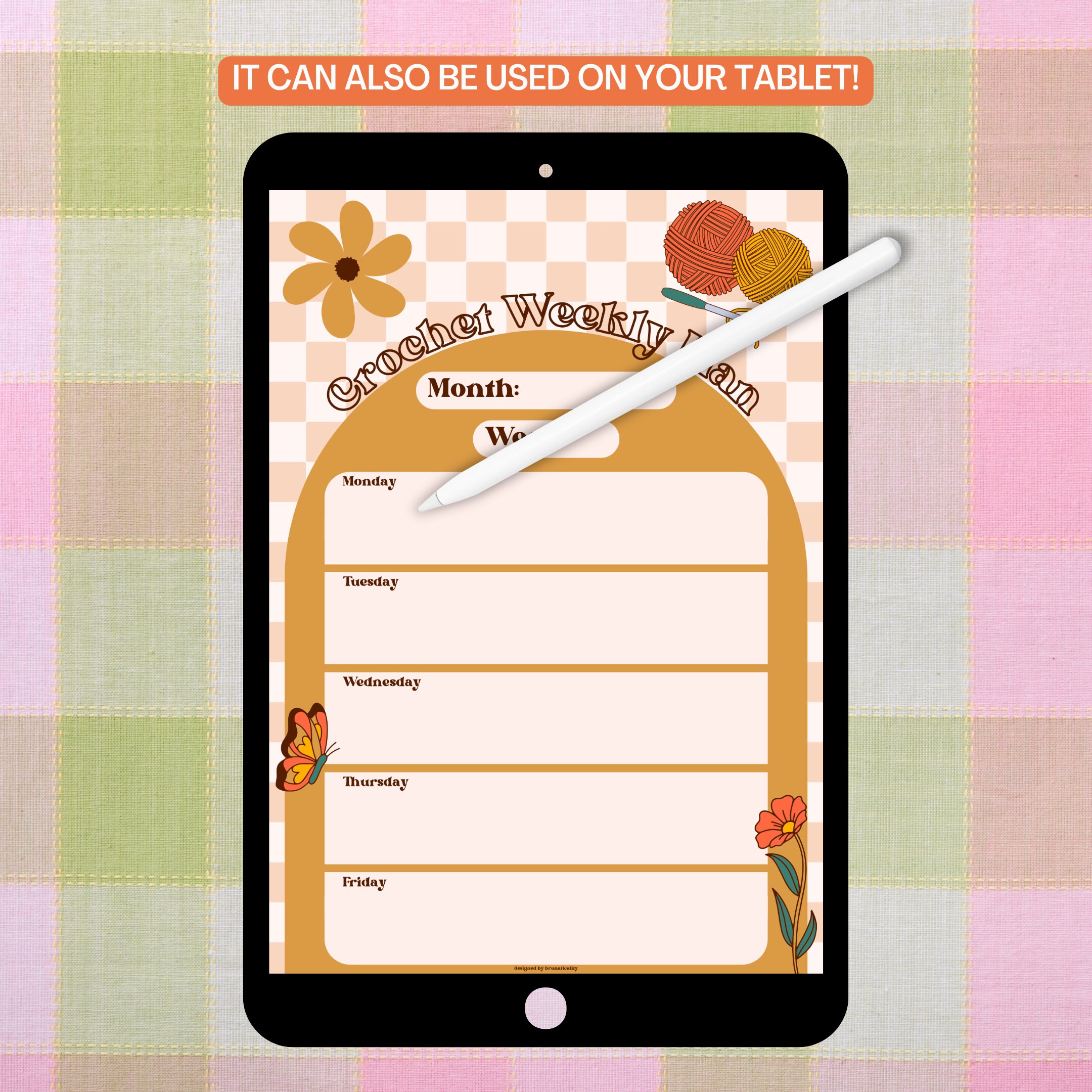 Groovy Printable Crochet Weekly Planner Weekly Planner - Etsy