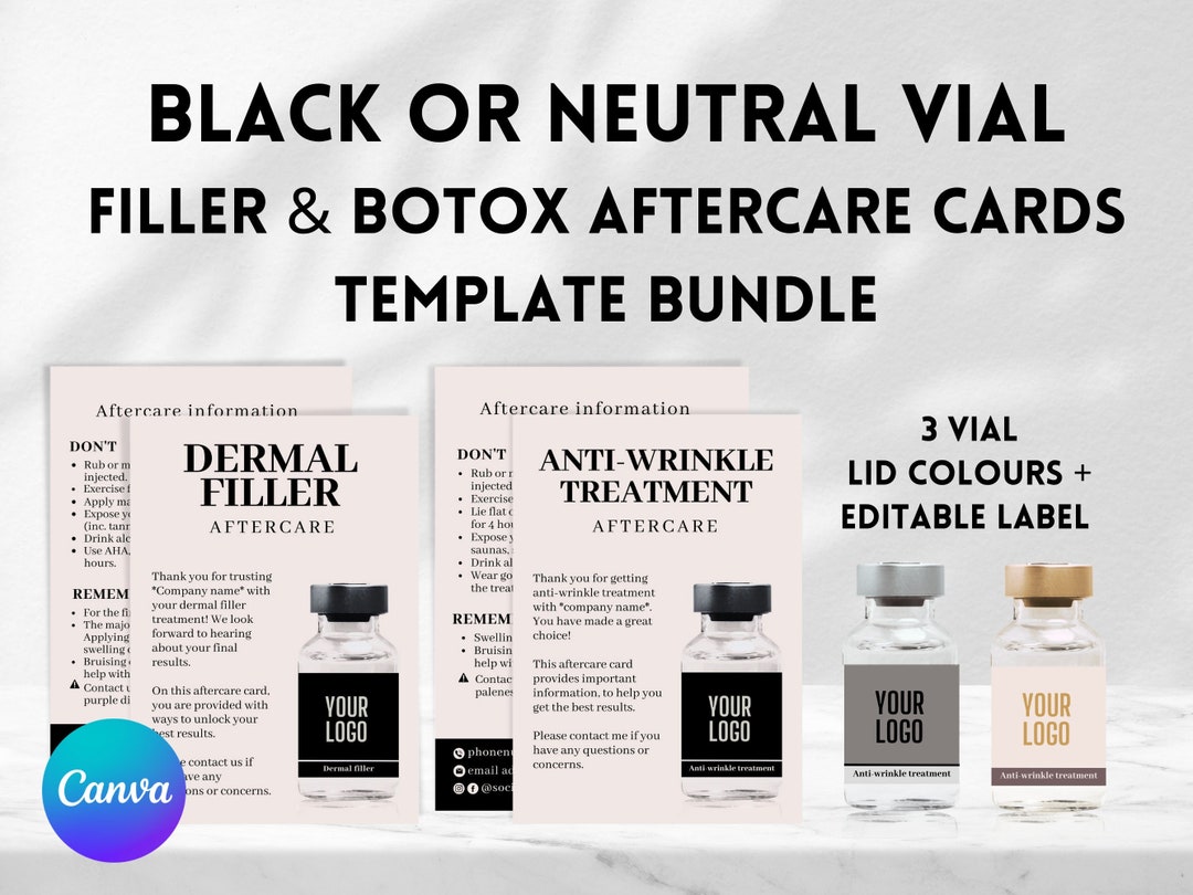Filler and Botox Aftercare Card Pack / Aesthetics Aftercare Card ...