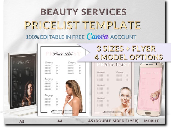 NEW Beauty Salon Price List Template Multi-use for Facial - Etsy