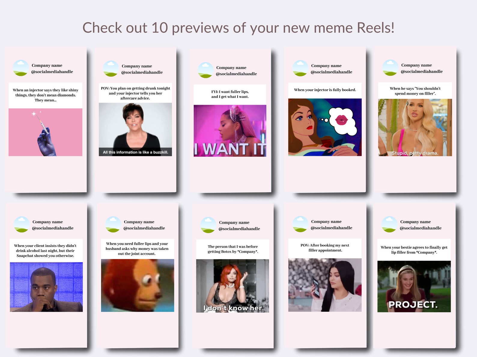 50 Botox and Filler Meme Medspa Reels Lip Filler Reels - Etsy