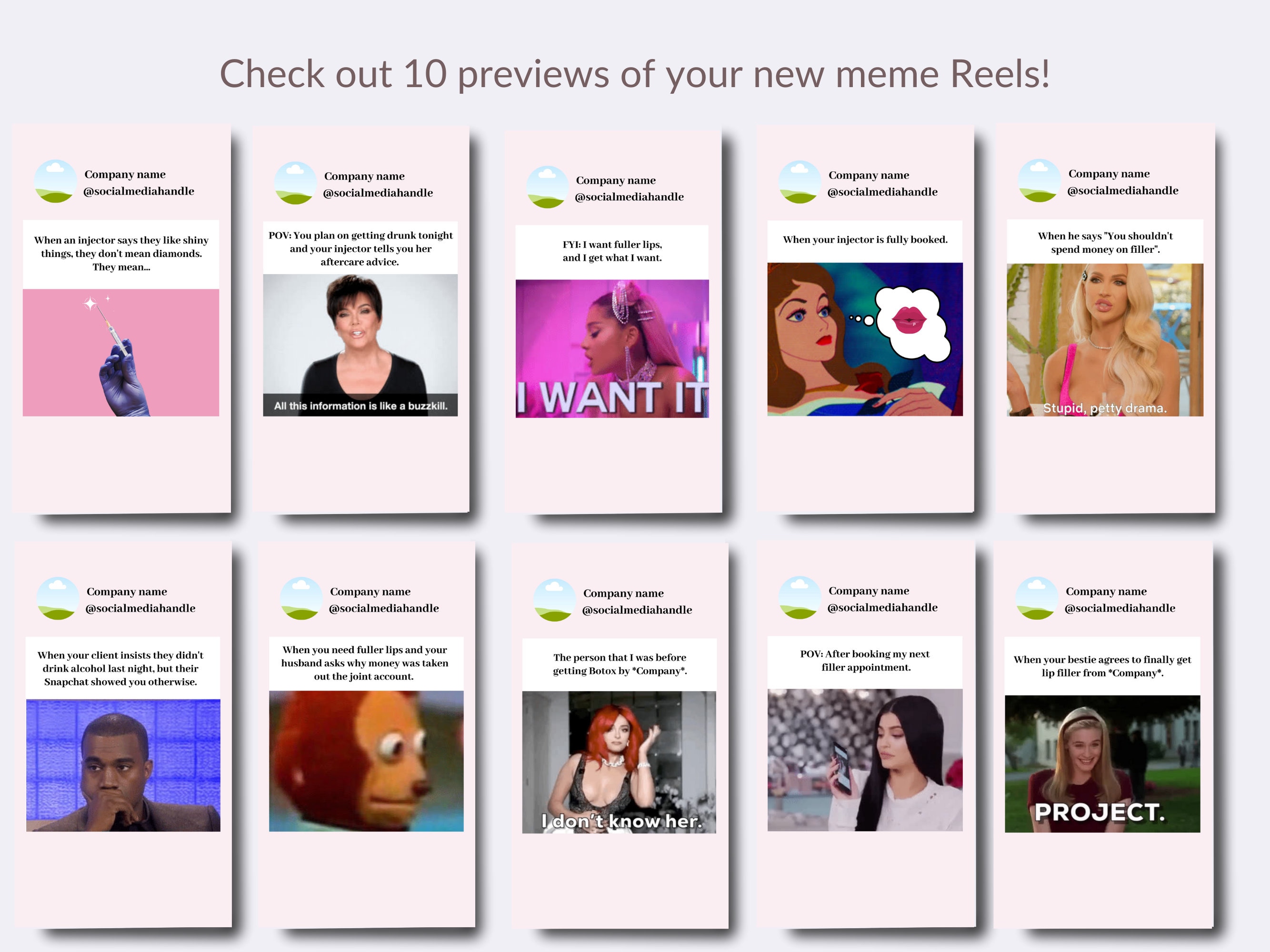 50 Botox and Filler Meme Medspa Reels Lip Filler Reels - Etsy