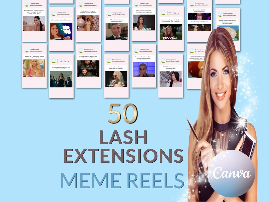 NEW 50 Lash Memes for Reels Lash Canva Template Lash - Etsy Canada