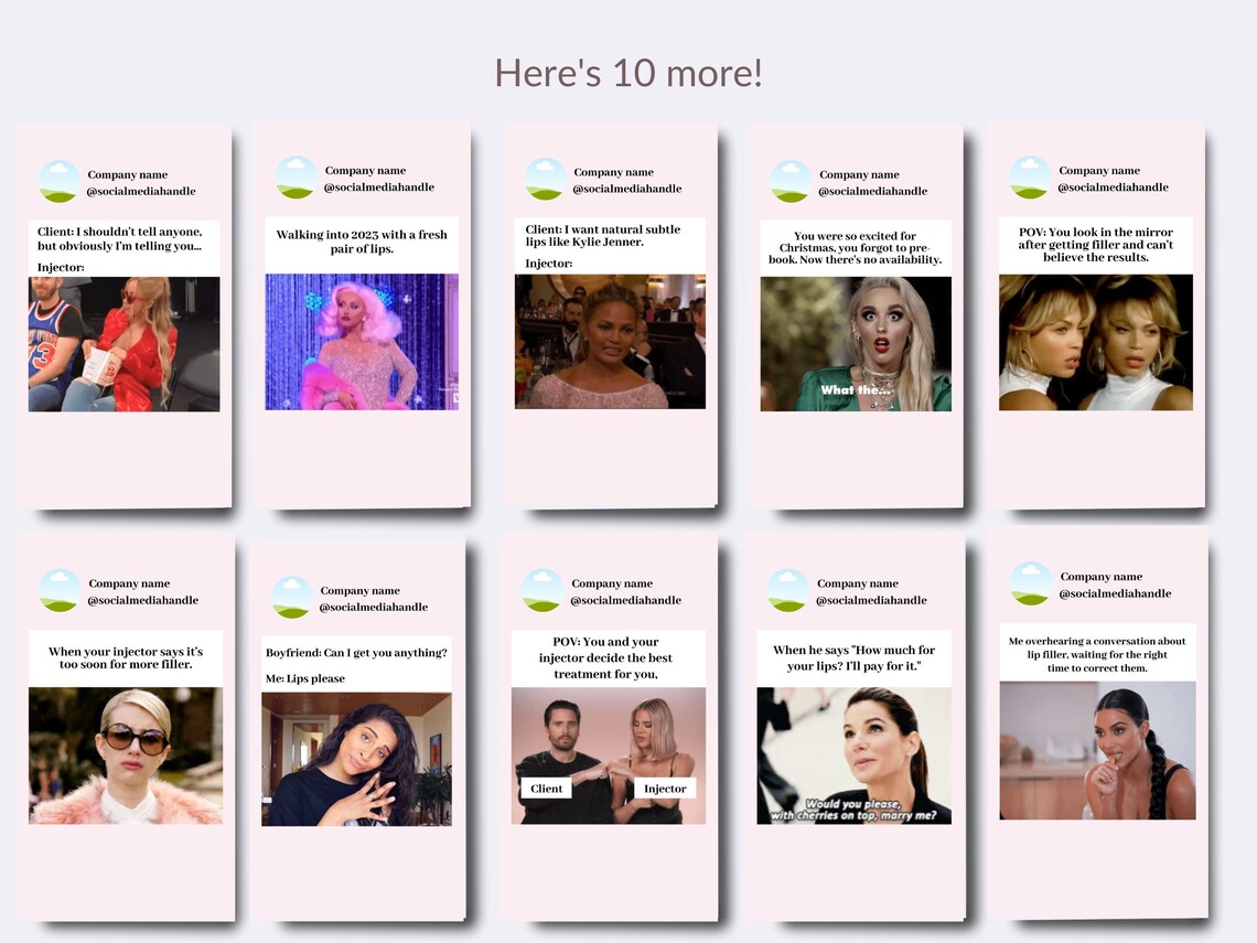 50 Botox and Filler Meme Medspa Reels Lip Filler Reels - Etsy