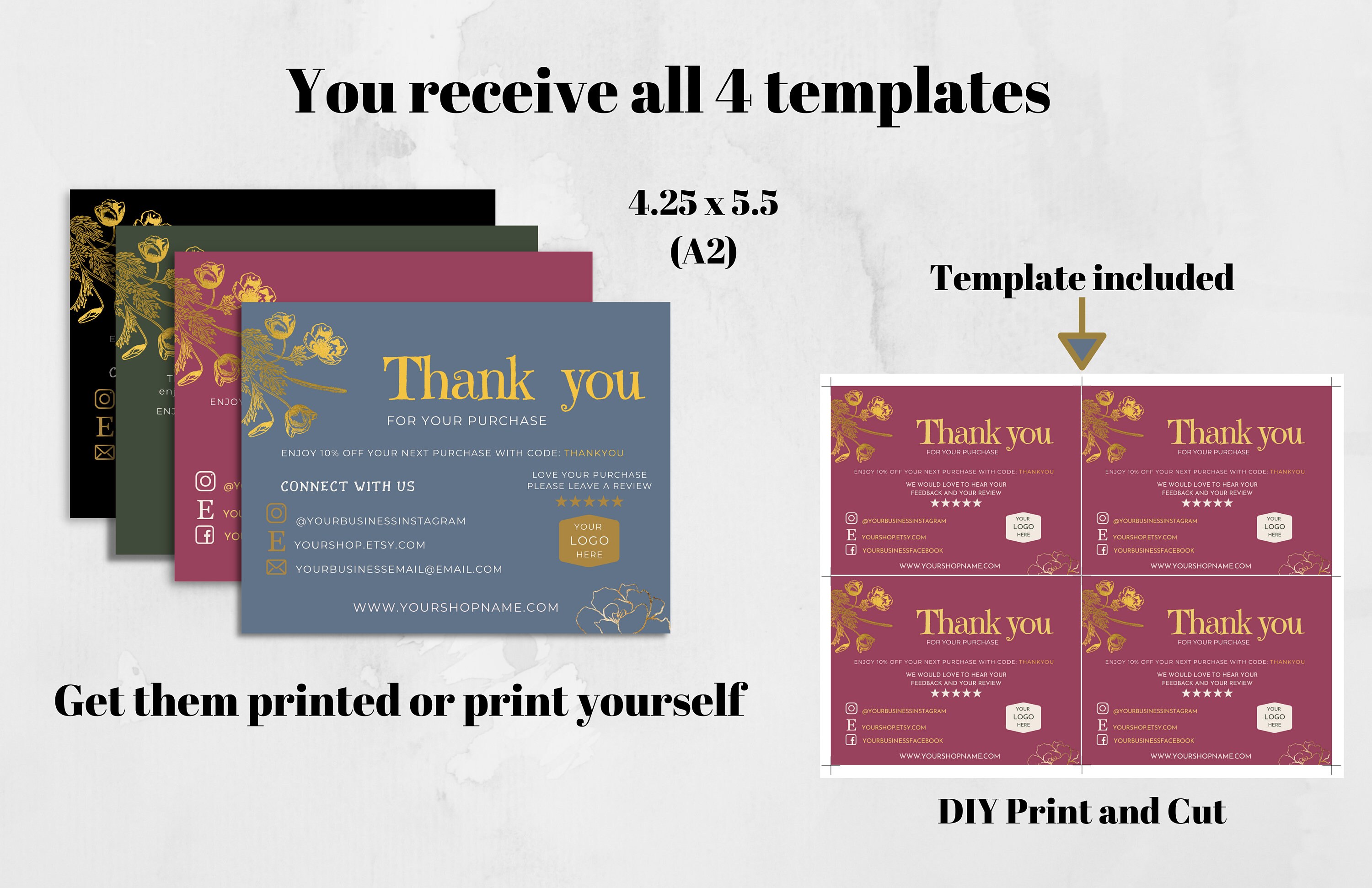 INSTANT DOWNLOAD Fully Editable and Printable, Small Business Thank You ...