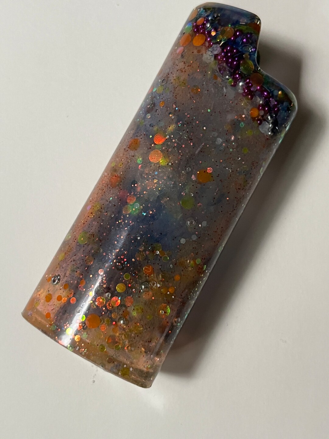 Black and Orange Glitter Glow in the Dark Resin Lighter Sleeve - Etsy