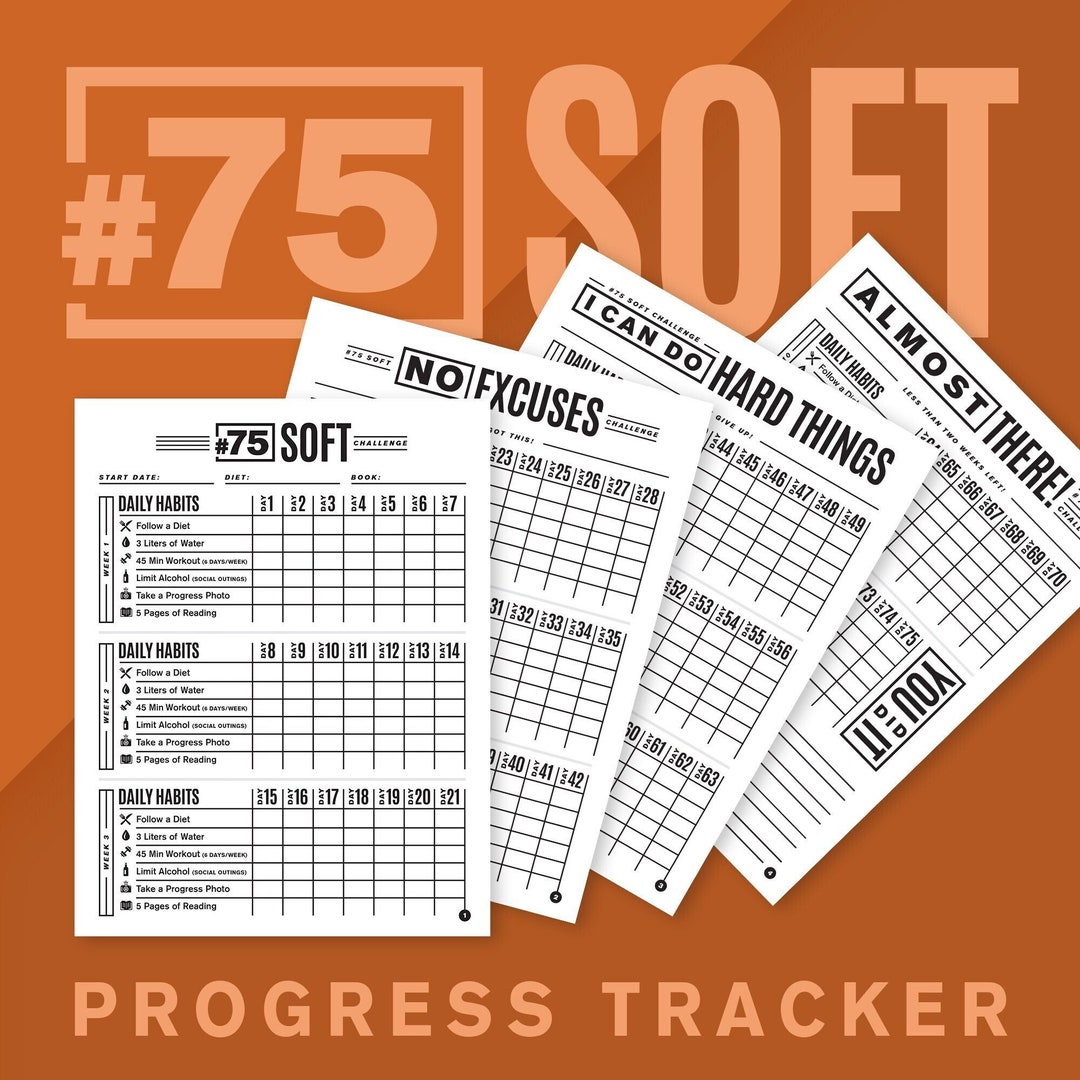 Printable 75 SOFT Challenge Easier 75hard Habit Tracker Checklist 75 ...