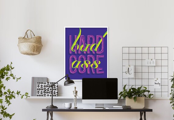 Badass Hardcore Art Print Digital Download Hand Lettering - Etsy