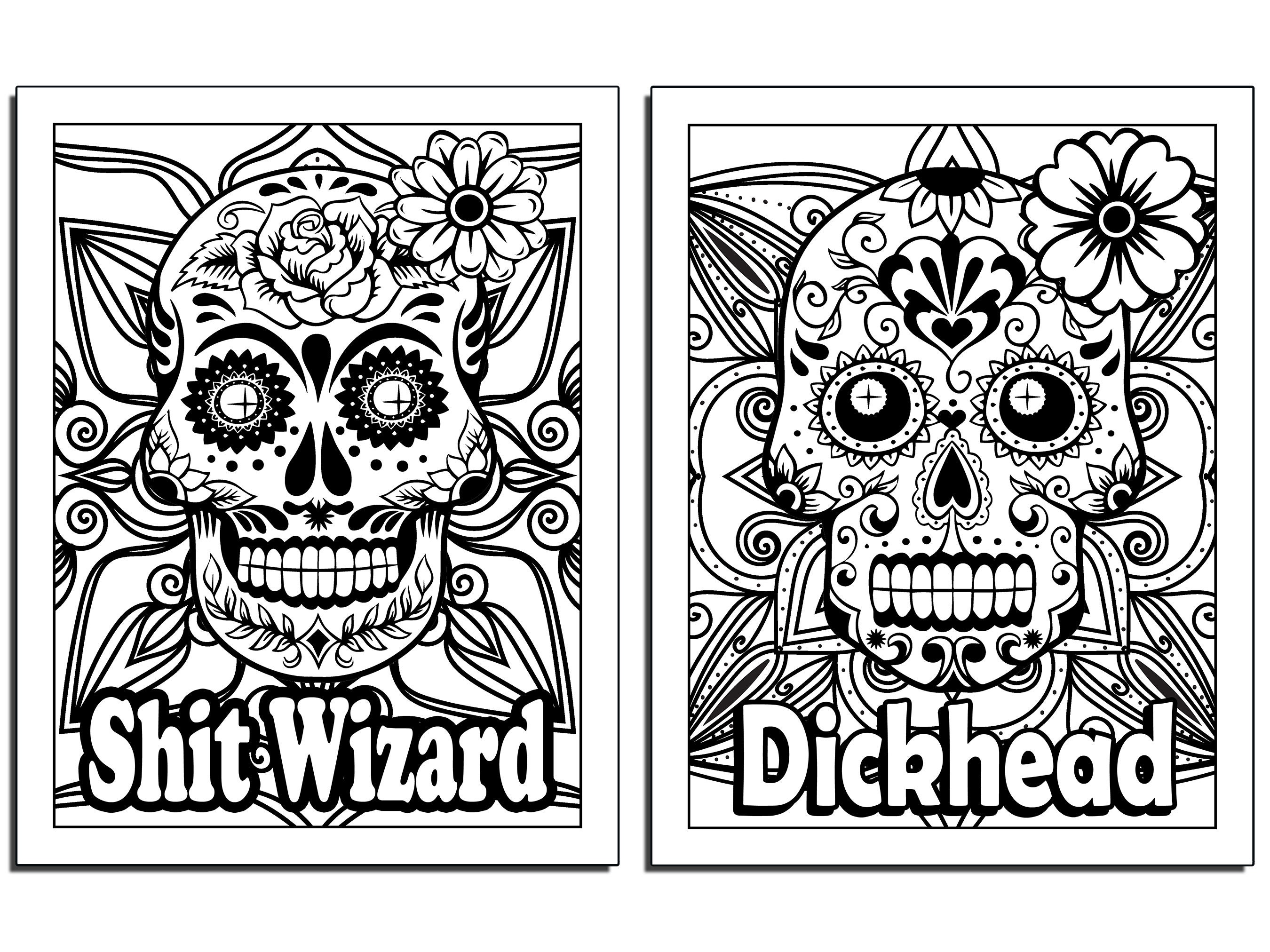 Day of the Dead Sarcastic Coloring Pages Featuring Intricate - Etsy