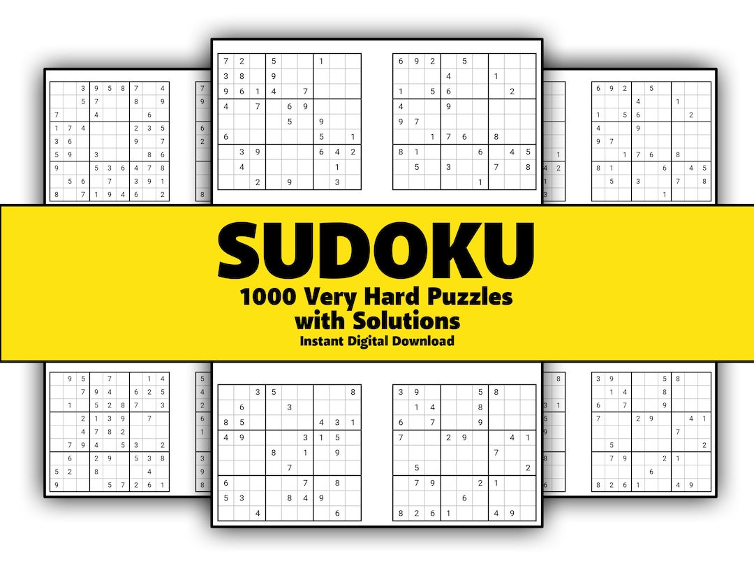1000 Very Hard Sudoku Puzzles - Printable Brain Teasers (digital ...