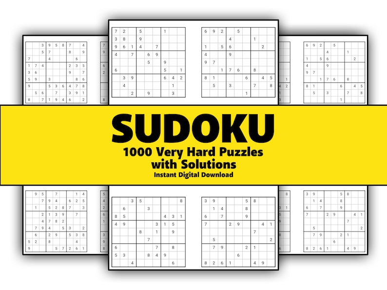 1000 Very Hard Sudoku Puzzles - Printable Brain Teasers (digital ...