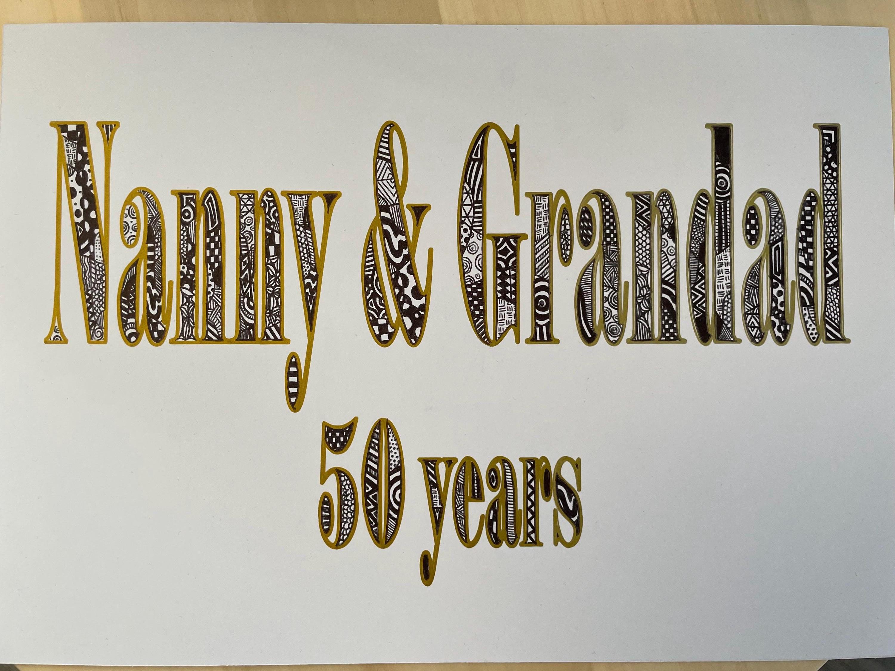 Hand Drawn Unframed Zentangle for Anniversary Gift. Mum& Dad ...