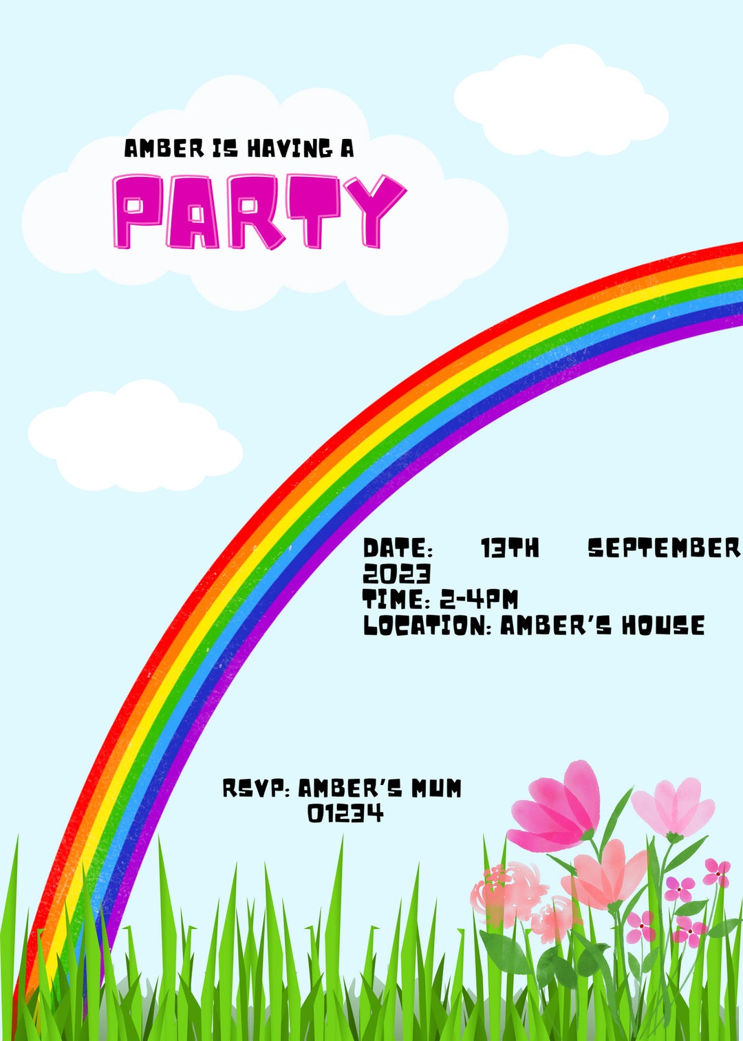 Rainbow Birthday Invitation, Instant Download, Rainbow Party Invitation ...