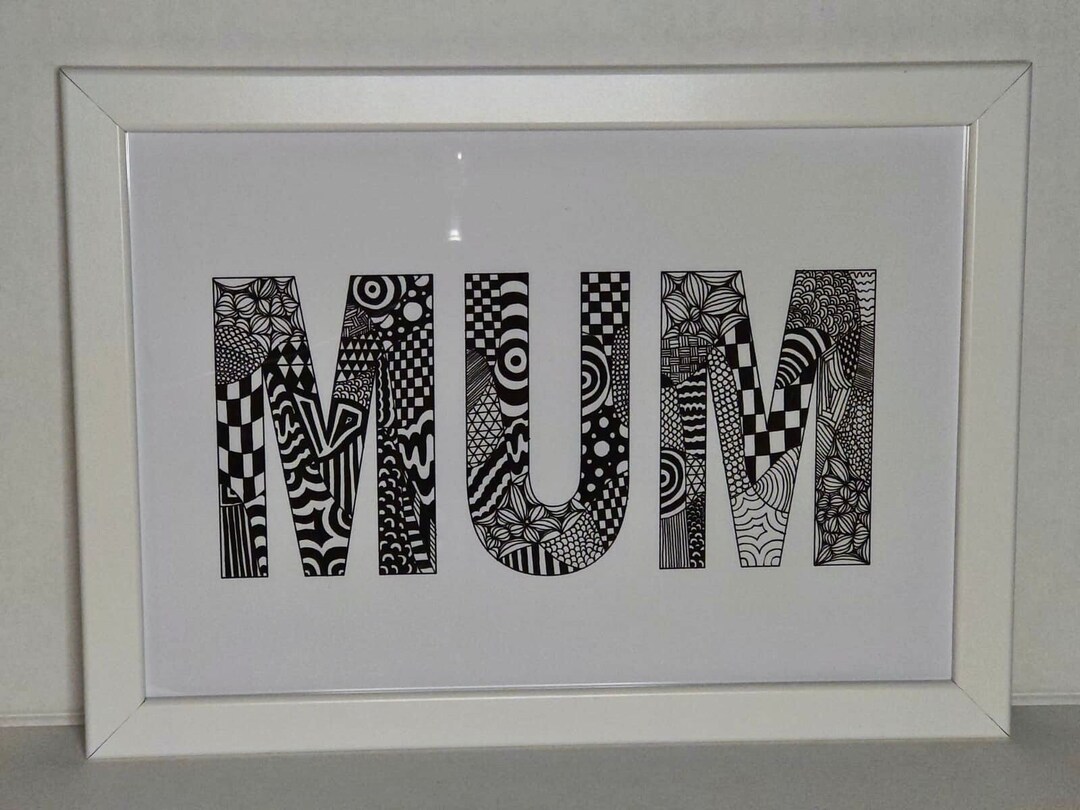 Hand Drawn Framed Zentangle for Mother’s Day Mum/mother/nan - Etsy UK