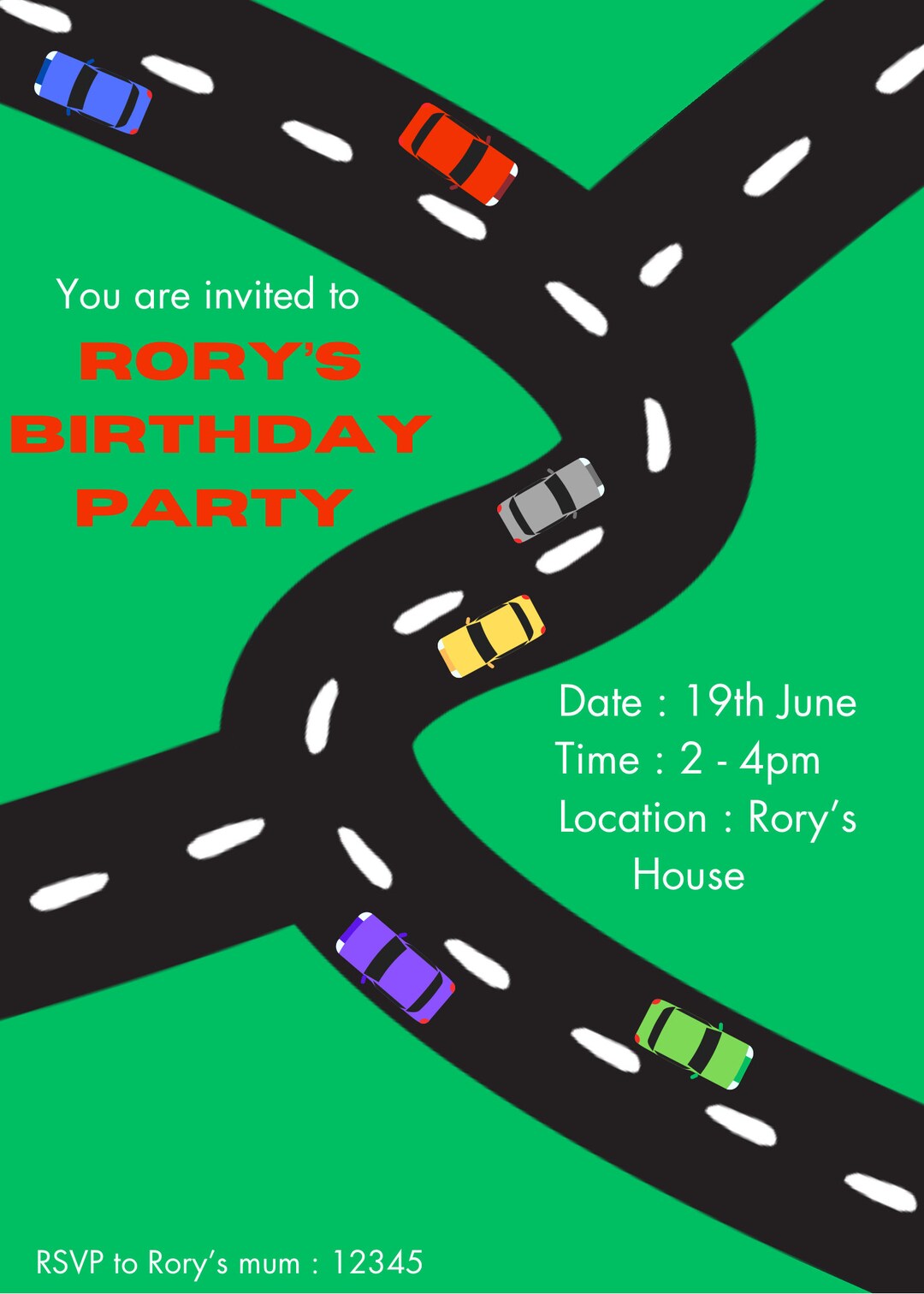 Car/road/race Track Birthday Invitation, Instant Download, Editable ...