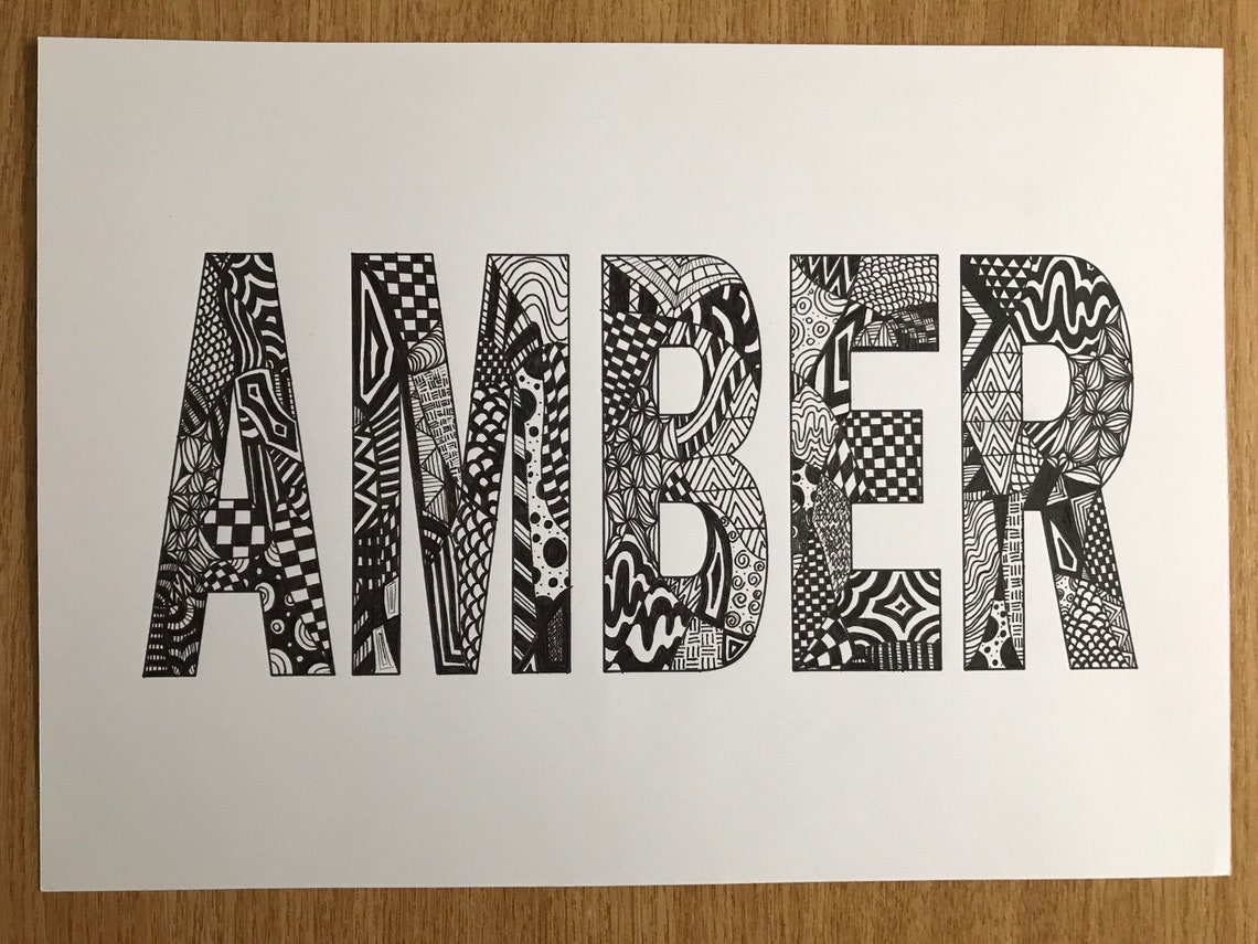 Hand Drawn Framed Zentangle Name Sign - Etsy