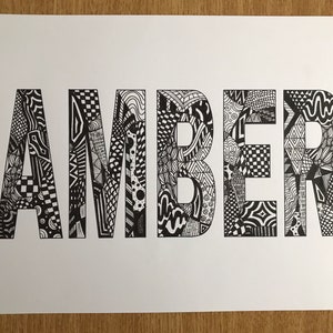 Hand Drawn Framed Zentangle Name Sign - Etsy