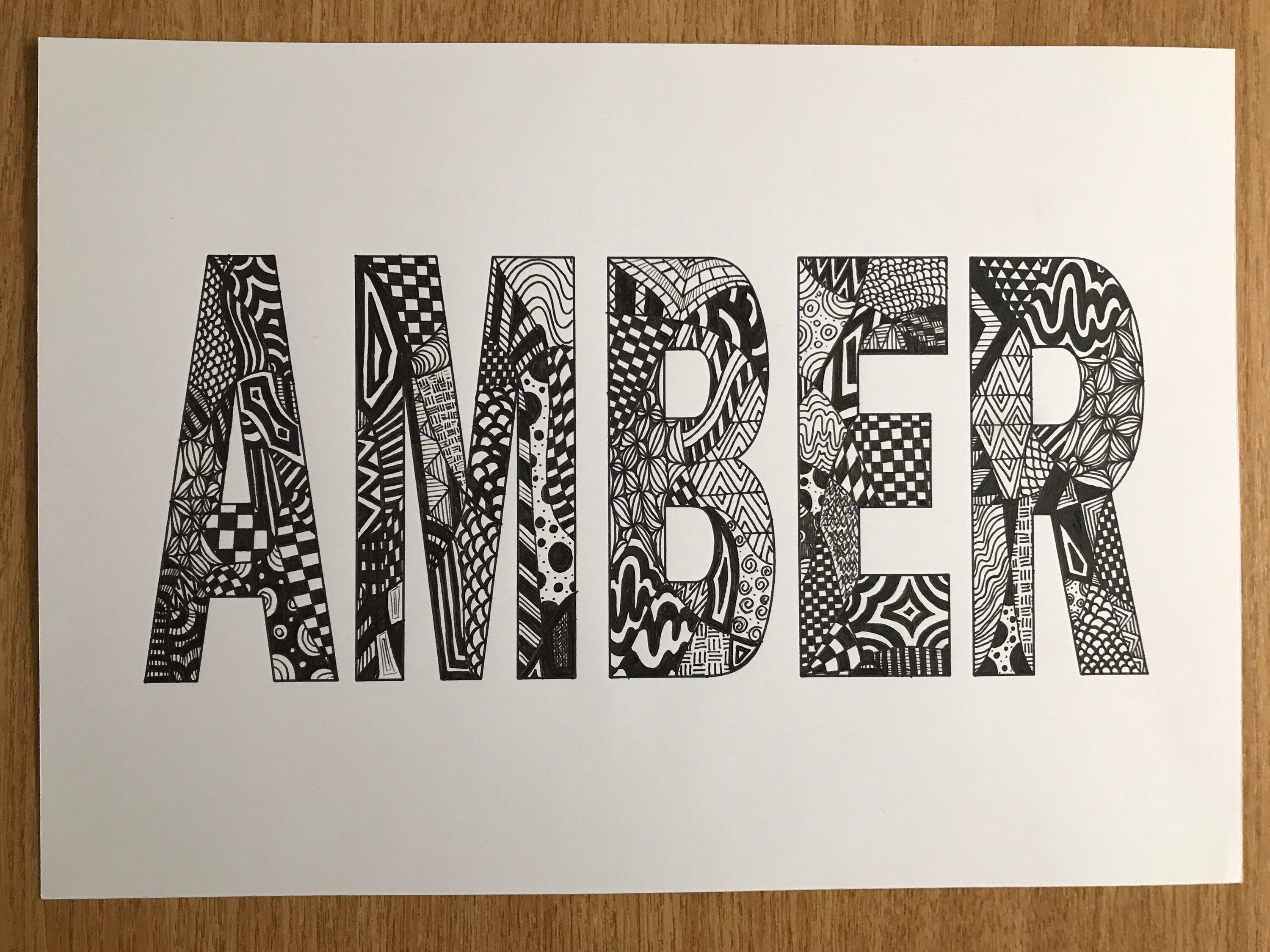 Hand Drawn Framed Zentangle Name Sign - Etsy UK