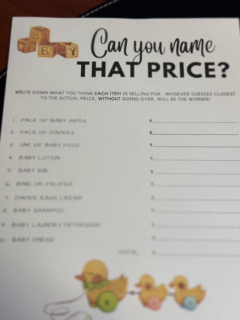 Can You Name That Price Baby Shower Game - Etsy