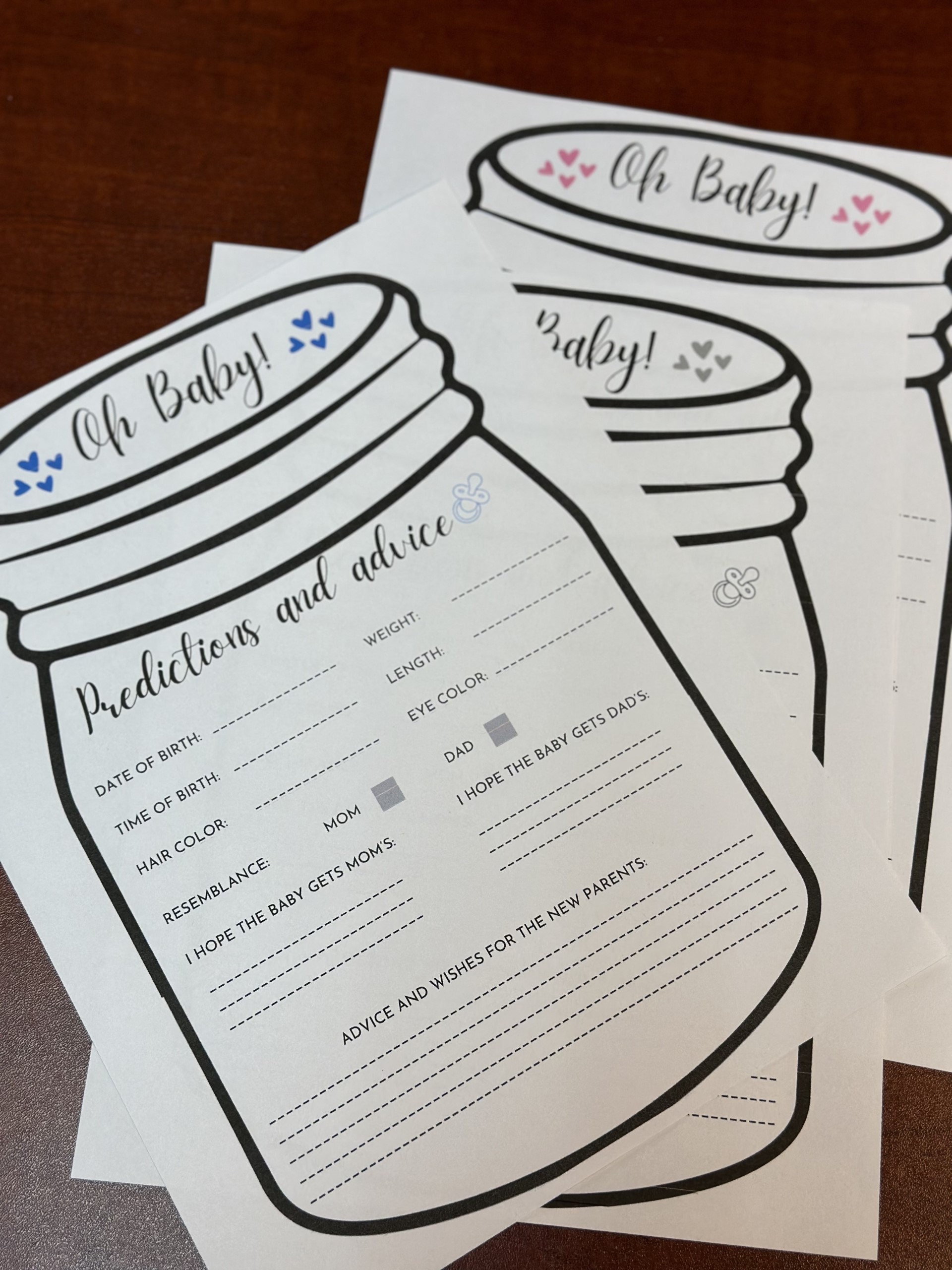 Oh Baby Fillable Predictions and Advice Good for Baby Showers - Etsy