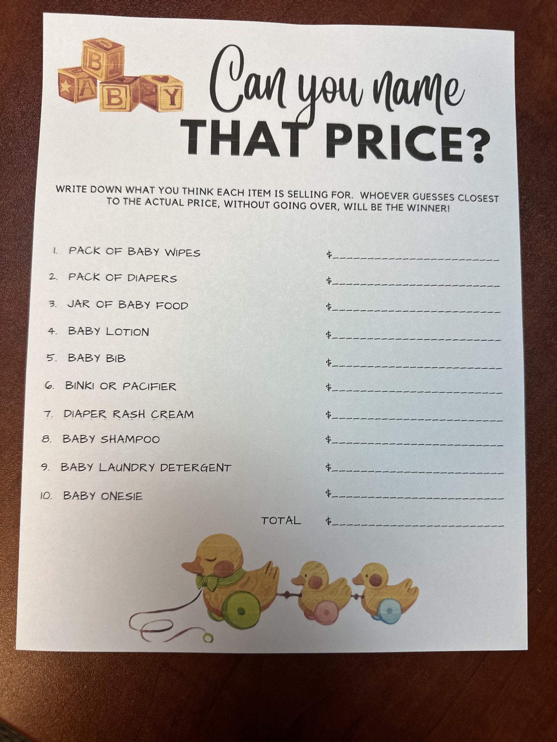 Can You Name That Price Baby Shower Game - Etsy